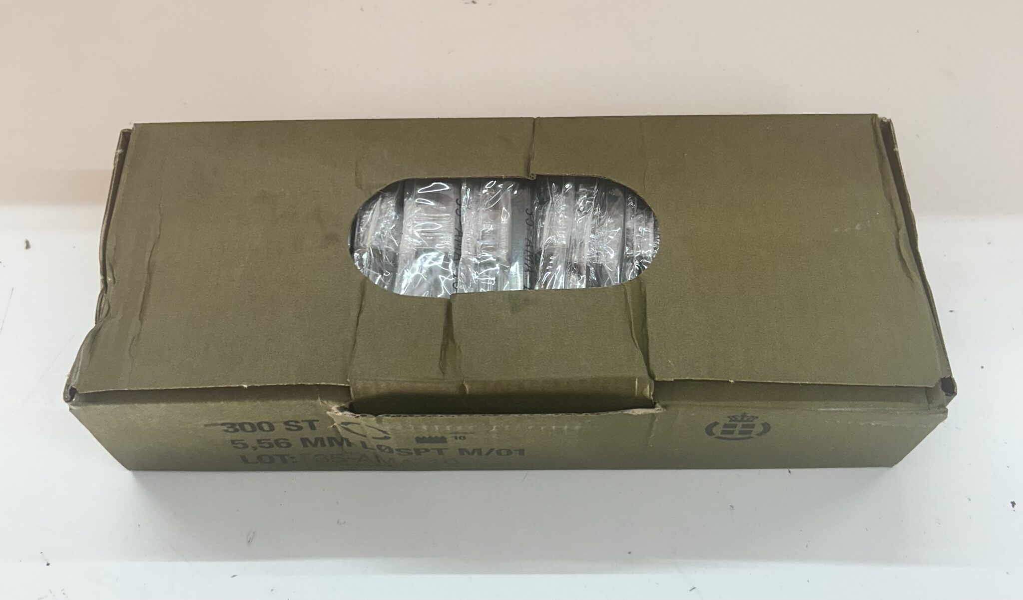 Denex 5.56x45 M200 blanks on 10 round nylon stripper clips. - CDVS