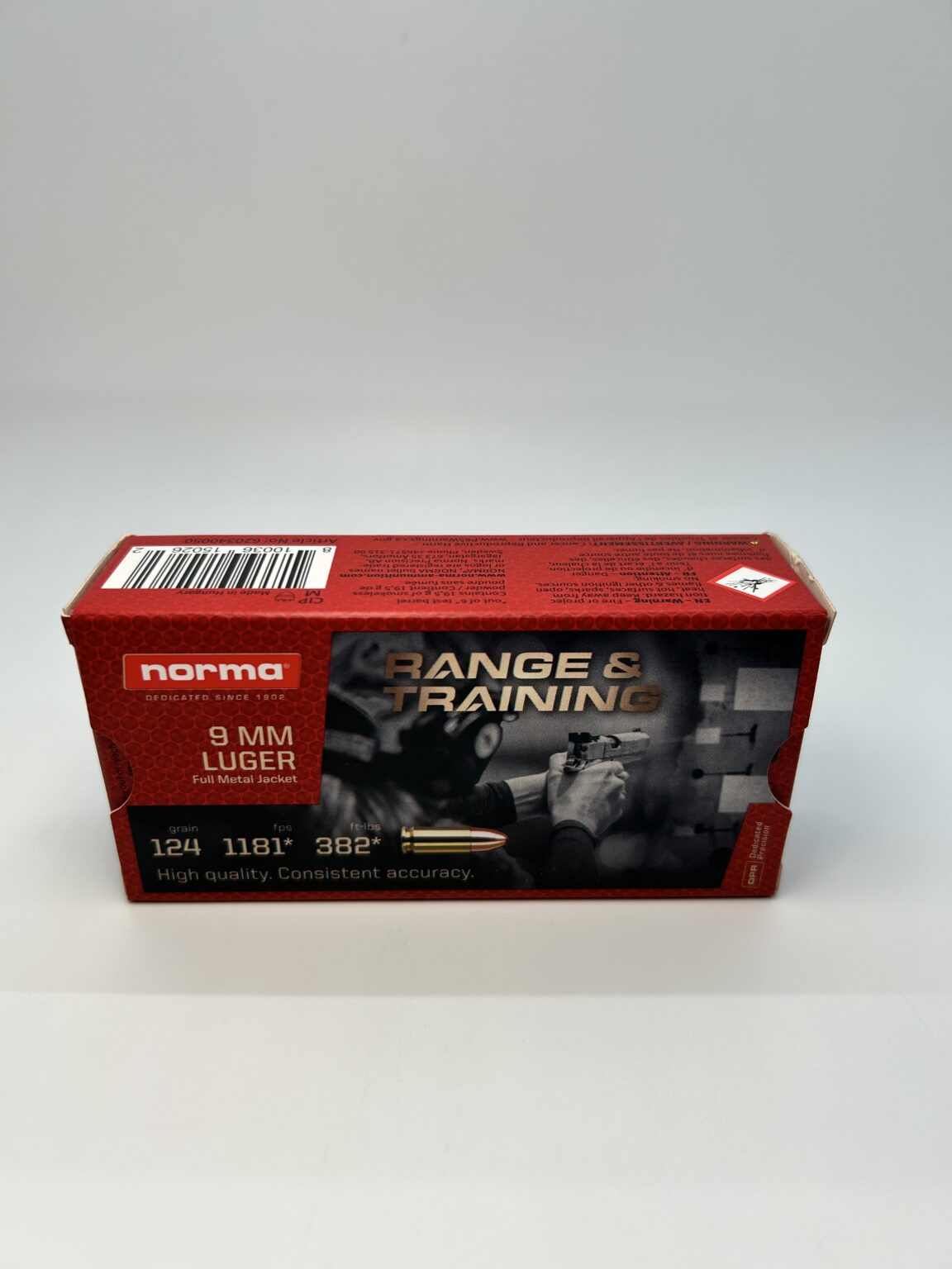 Norma Range Training FMJ 9mm Luger 124 Grain Full Metal Jacket Brass ...