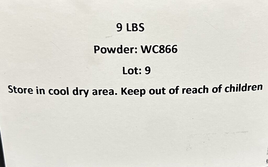 WC866 Powder. 9 LBS - CDVS